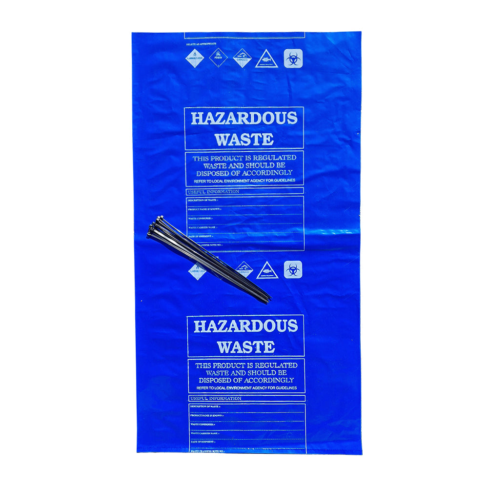 Heavy Duty Hazardous Waste Bags in Blue 900mm X 475mm 50 Micron - Pack ...