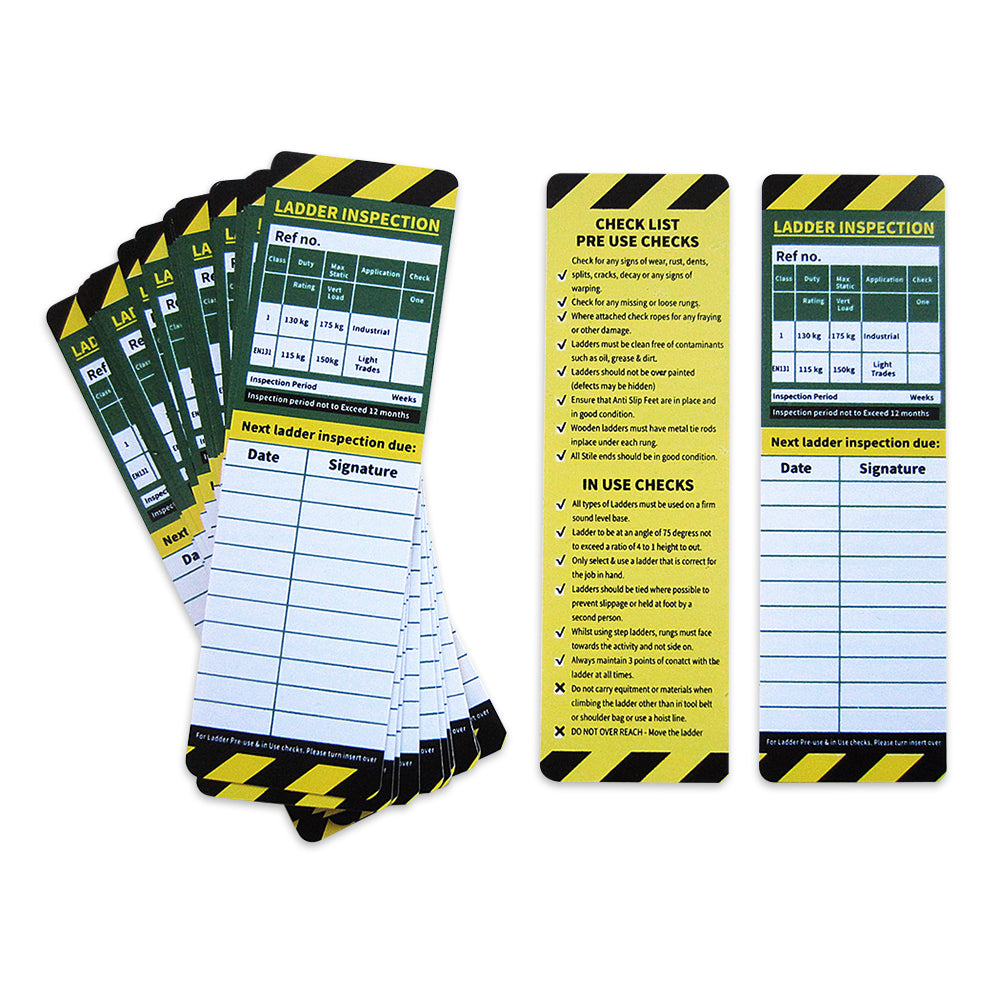 Ladder Check Inserts - 50 Double Sided Inserts – One Stop For Safety