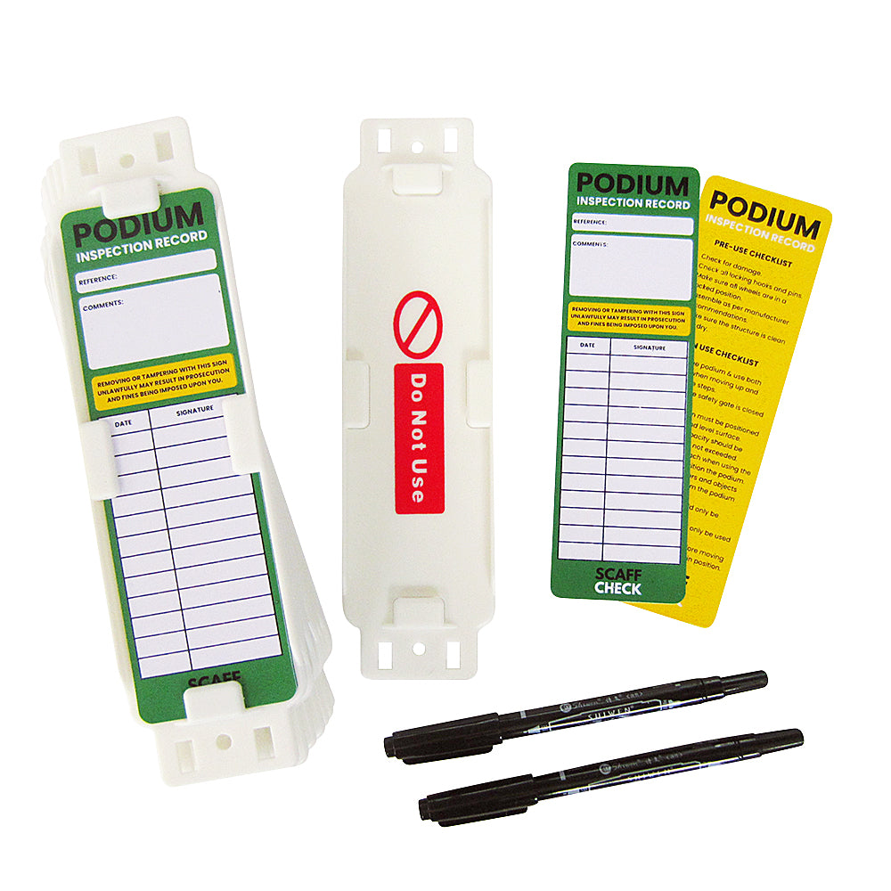 Podium Check Inspection Tag Kit - 10 Holders, 20 Double Sided Inserts ...