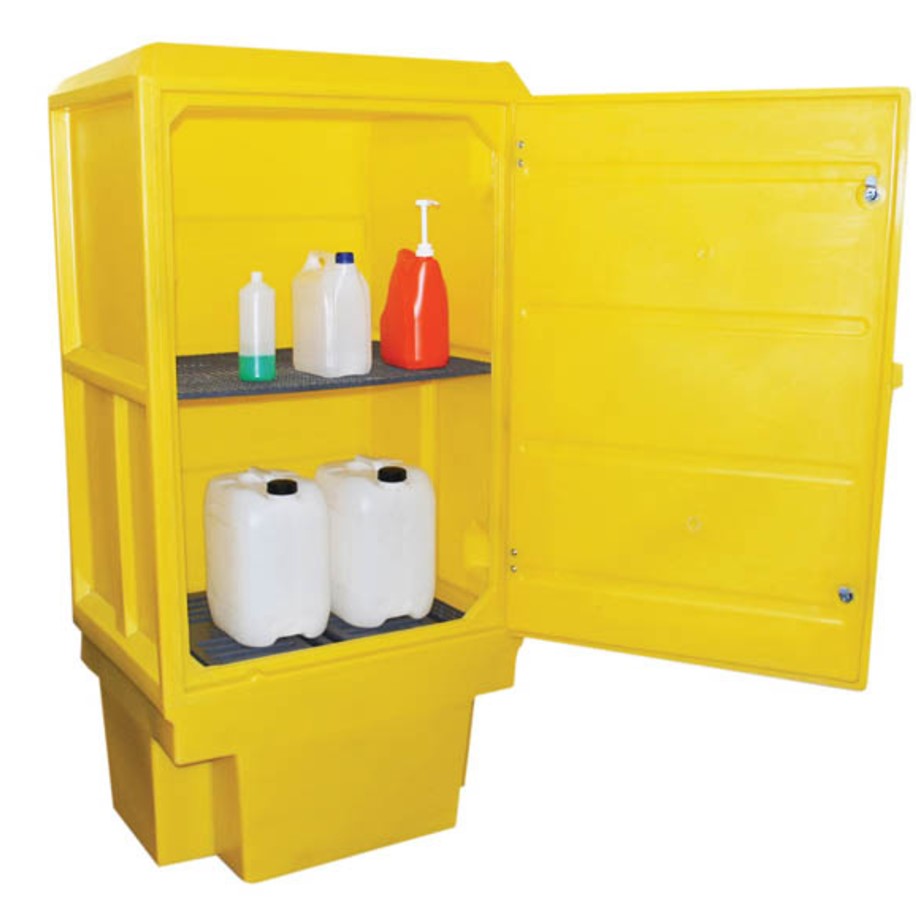 PSC4 Bunded storage cabinet with 225 Litre Sump 1 Shelf & Lockable Doo ...
