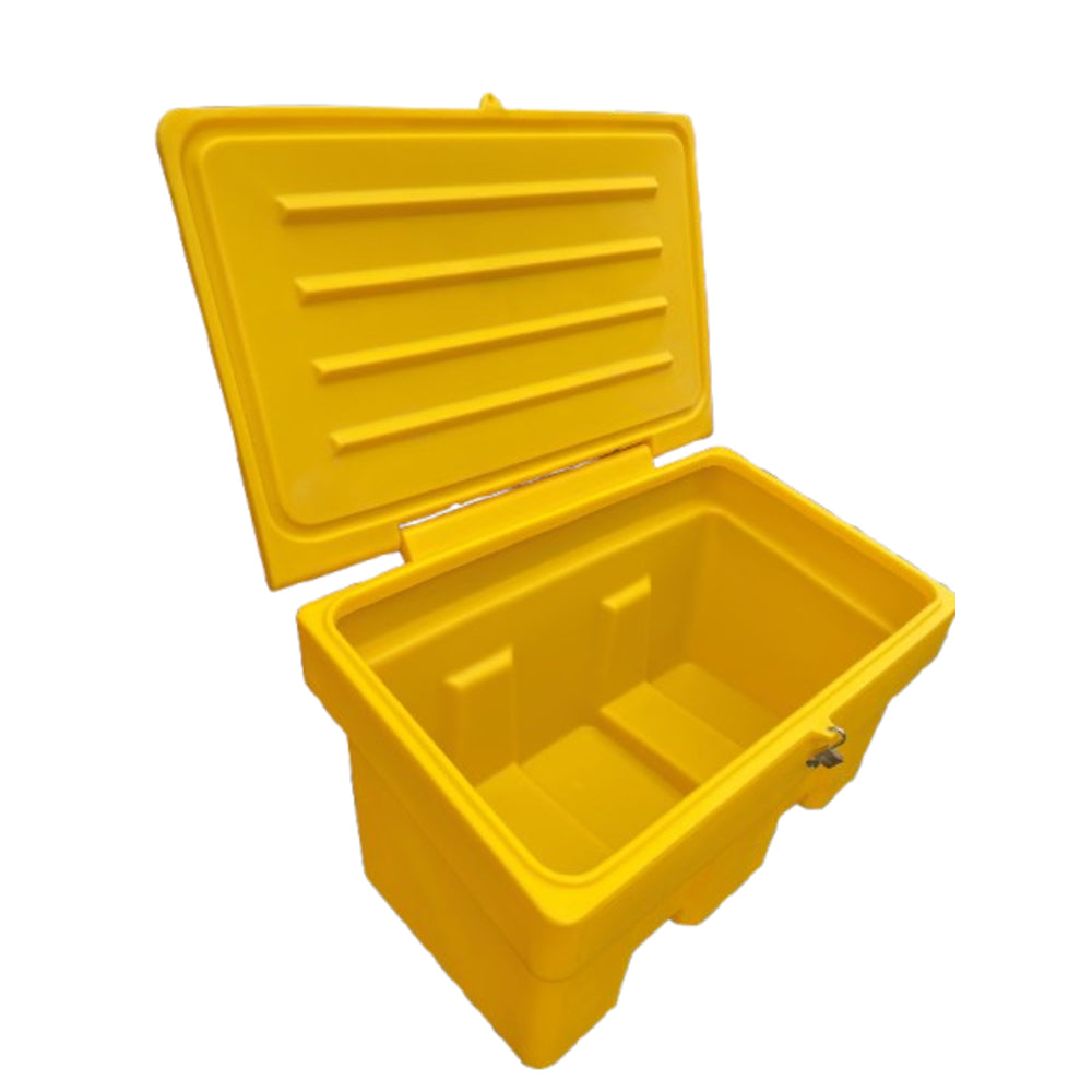 350 Litre Heavy Duty Stackable Grit Bin In Yellow With Hinged Lid One 350 Litre Heavy Duty Stackable Grit Bin In Yellow With Hinged Lid One