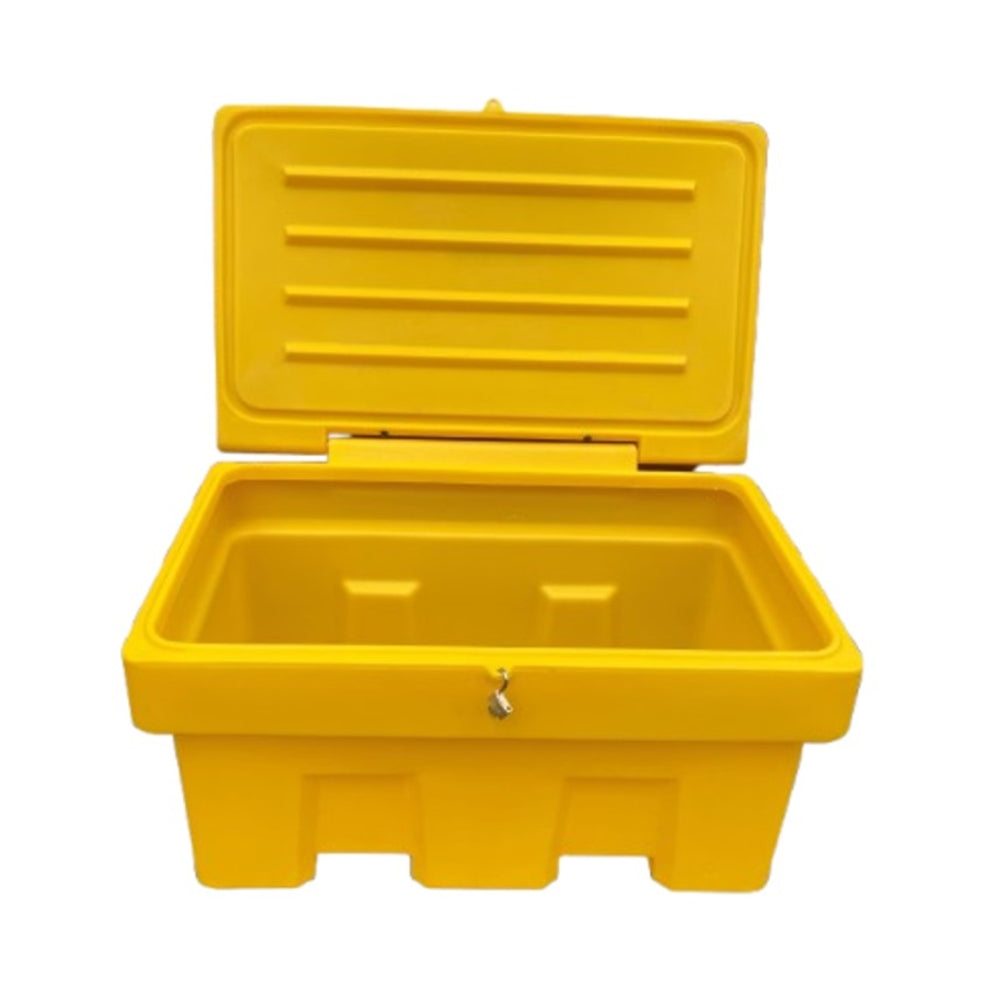 350 Litre Heavy Duty Stackable Grit Bin In Yellow With Hinged Lid One 350 Litre Heavy Duty Stackable Grit Bin In Yellow With Hinged Lid One