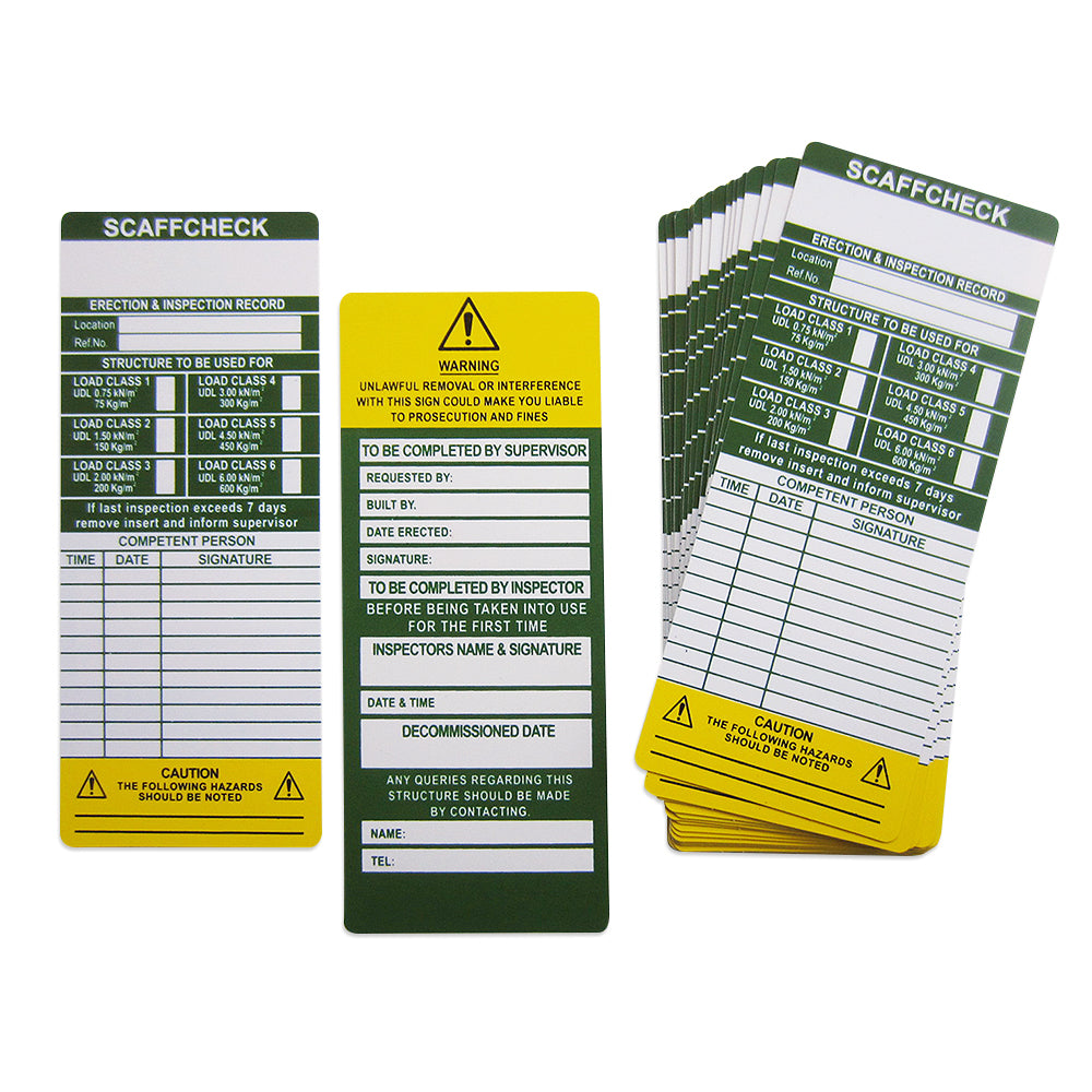 Scaffold Check Inserts - 10 Double Sided Inserts – One Stop For Safety