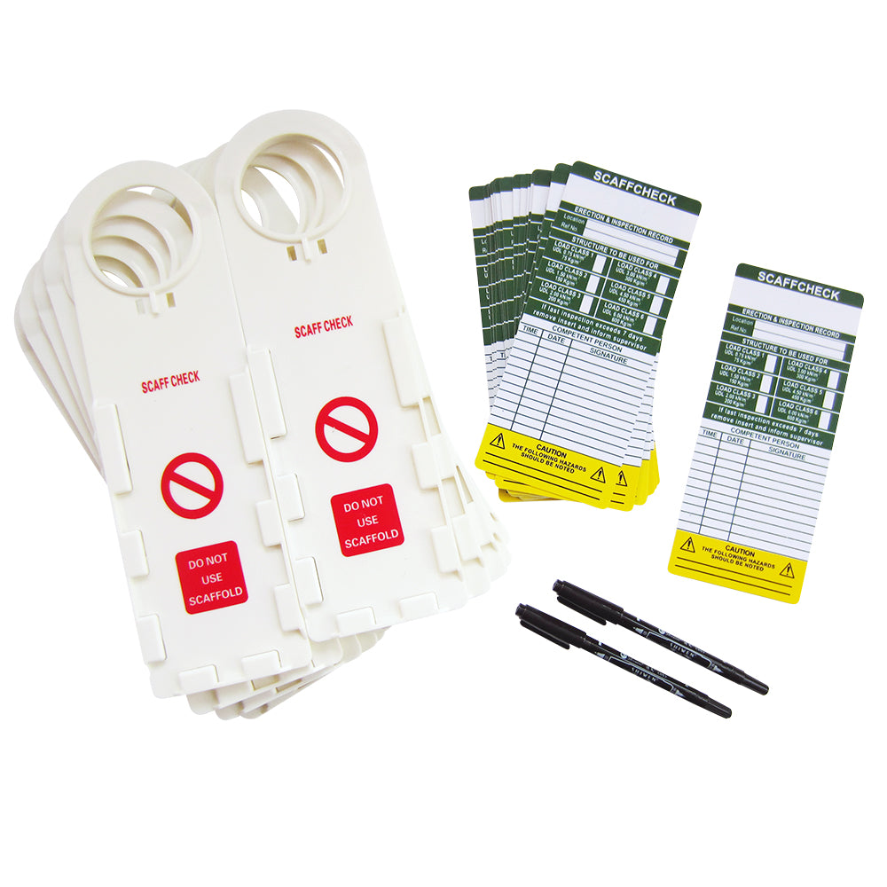 Scaffold Check Inspection Tag Kit - 10 Holders, 20 Double Sided Insert ...
