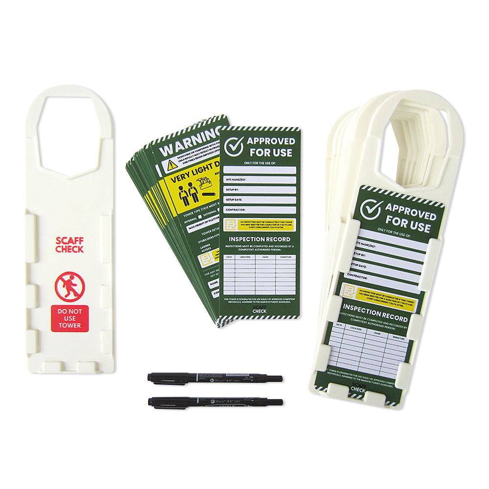 Tower Check Inspection Tag Kit - 10 Holders, 20 Double Sided Inserts a ...