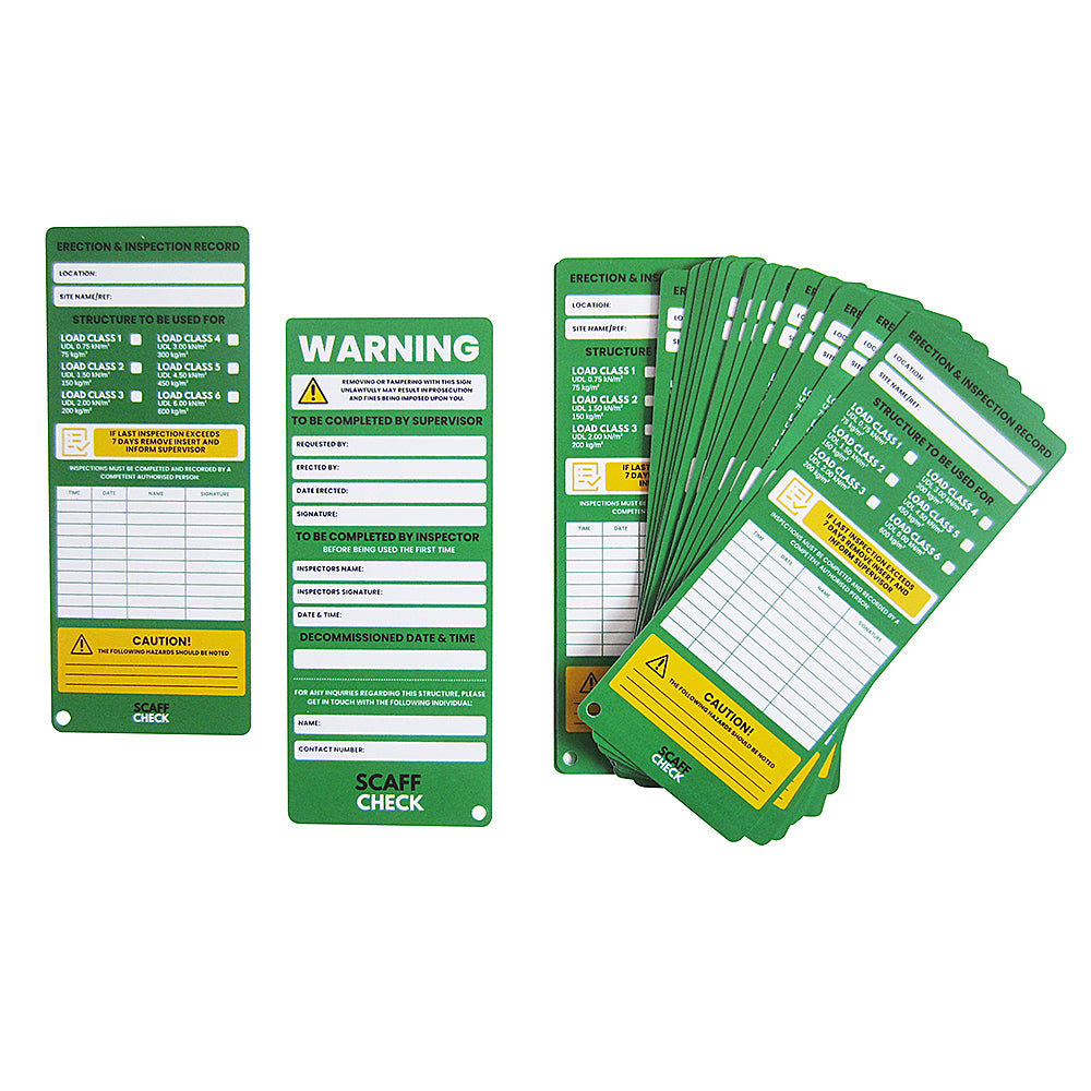 Scaffold Check Inserts - 10 Double Sided Inserts – One Stop For Safety