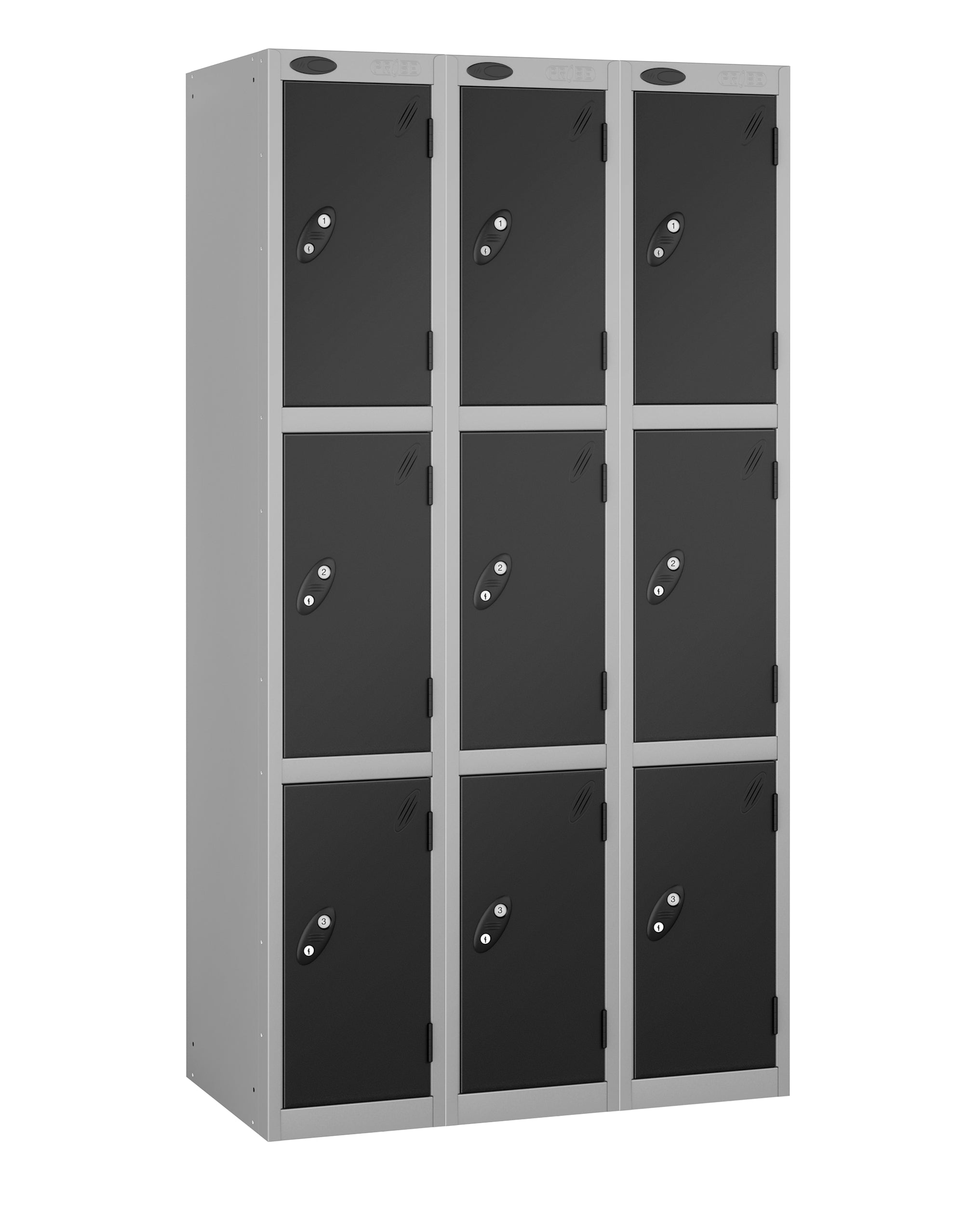 PROBELOW LOW LEVEL 3 NEST STEEL LOCKERS - JET BLACK 3 DOOR – One Stop ...