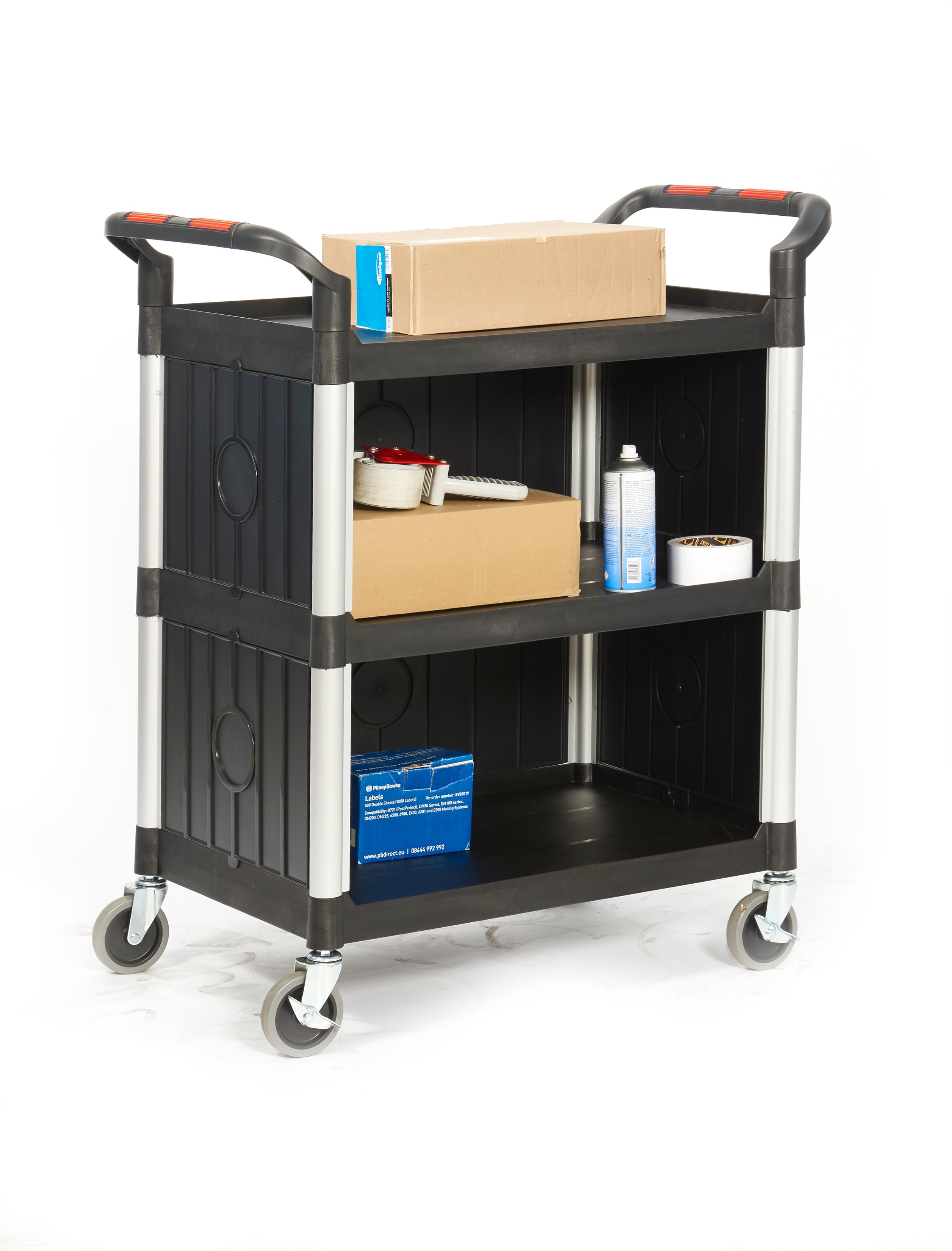 HI346Y Proplaz Multi Purpose Mobile Trolley with 3 Shelves & Enclosed ...