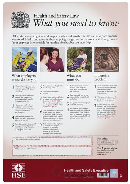 A3 Health & Safety Law Poster - What You Need to Know - Pack of 100 ...
