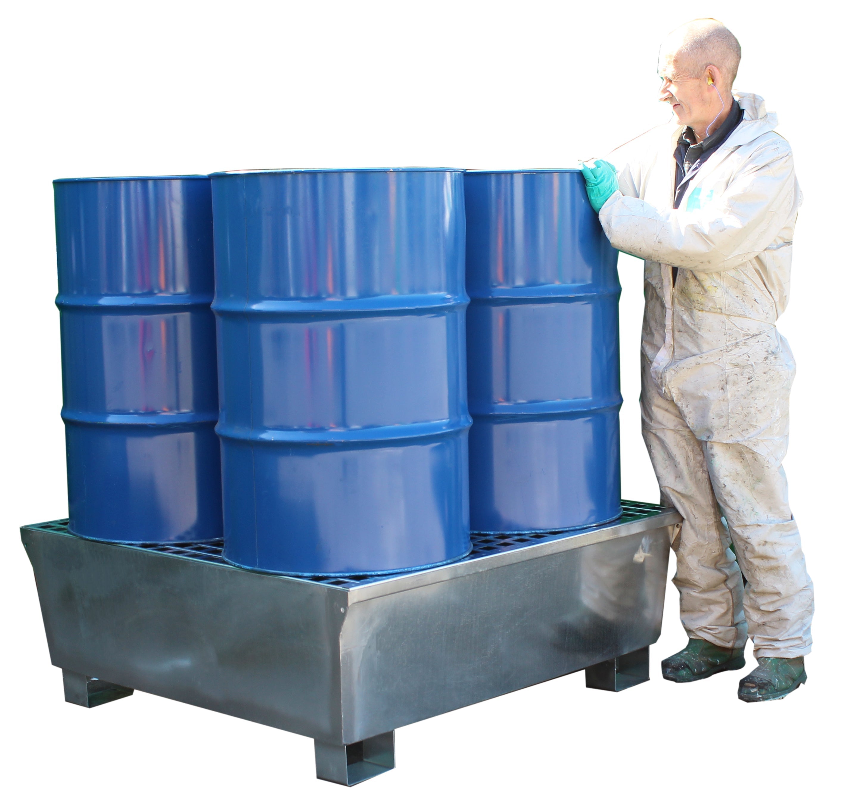 GSP4D Galvanised Steel Spill Pallet with Galvanised Legs & 2-way Fork ...