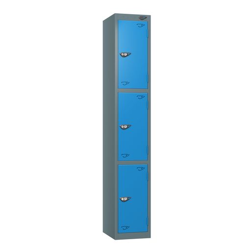 PURE SCHOOL LOCKERS WITH SLATE GREY BODY - COBALT BLUE 3 DOOR – One ...